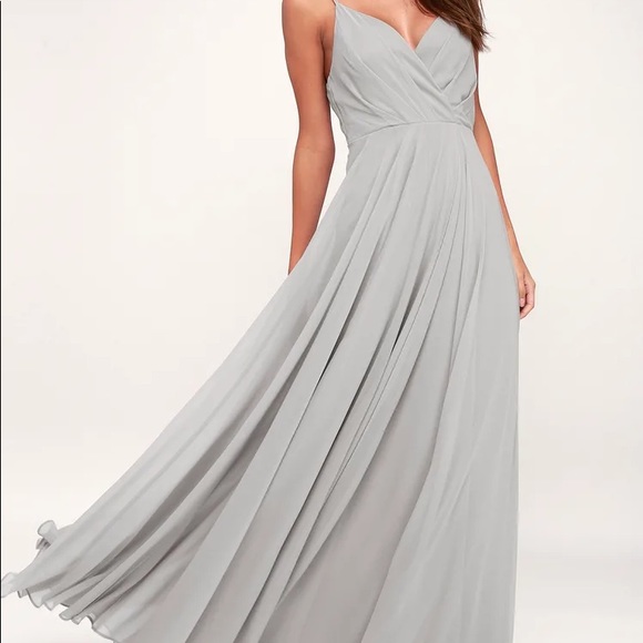 Lulus | Dresses | Lulus All About Love Light Grey Maxi Dress | Poshmark
